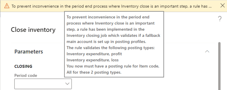 Inventory Closing – Fallback Main Account – Rule