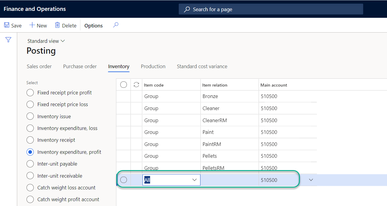 Inventory Closing – Fallback Main Account – Rule