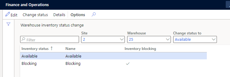 How to change the Inventory Status of the Items in a Warehouse – D365 SCM