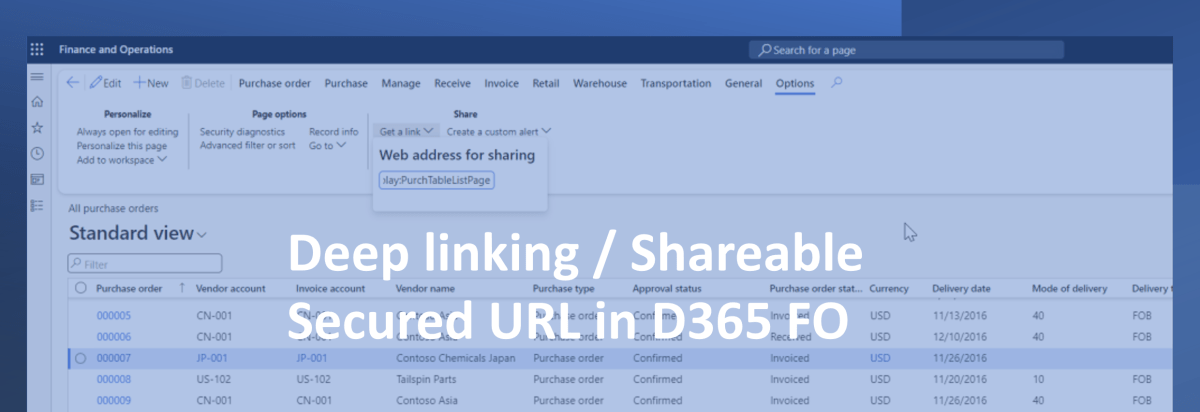 What is Deep Linking / Shareable Secured URL in D365 FO