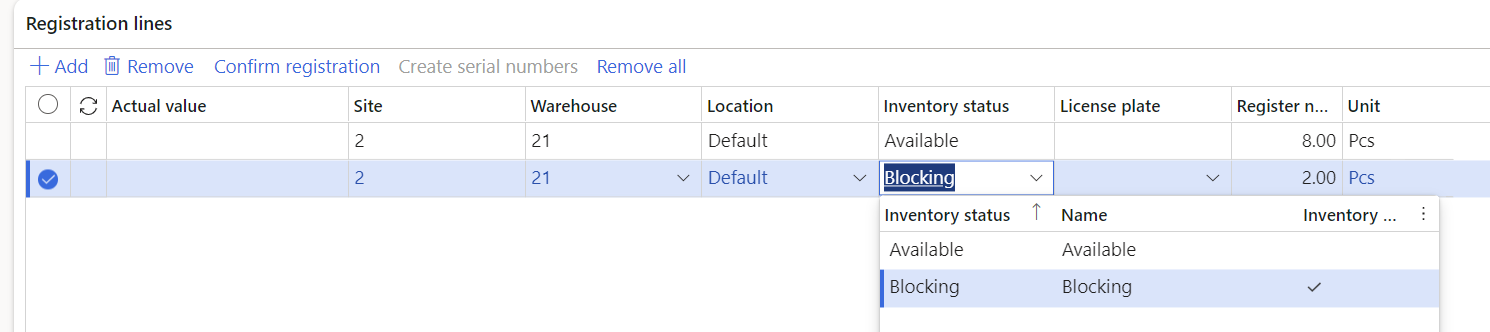How to block inventory during product receipt for Basic Warehouses