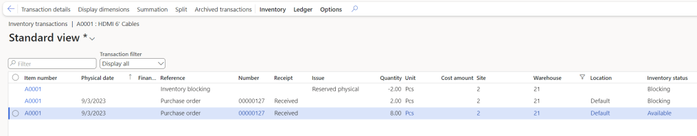 How to block inventory during product receipt for Basic Warehouses